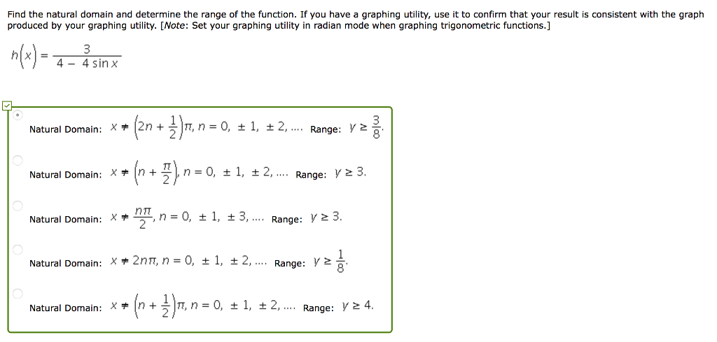 Solved Find the natural domain and determine the range of | Chegg.com