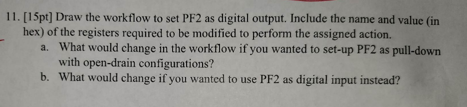 Solved 11. [15pt] Draw the workflow to set PF2 as digital | Chegg.com