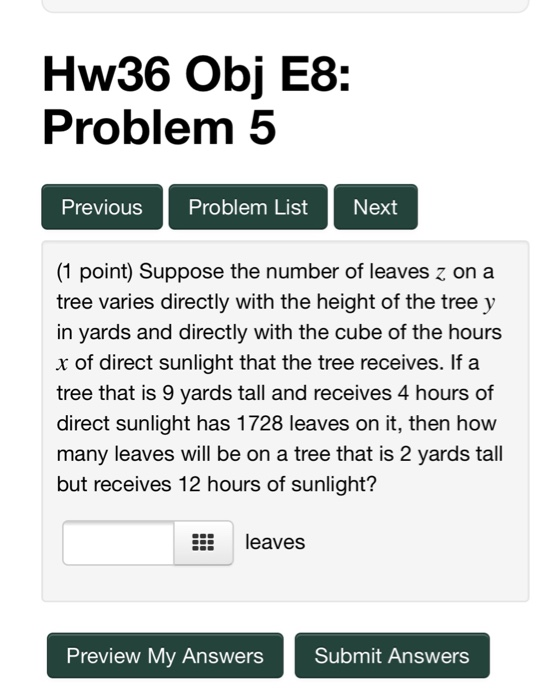 Solved Hw36 Obj E8: Problem 5 Previous Problem ListNext (1 | Chegg.com