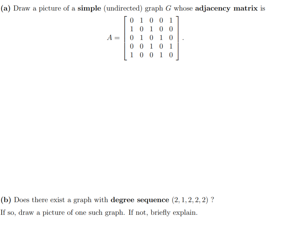 Solved (a) Draw a picture of a simple (undirected) graph G | Chegg.com