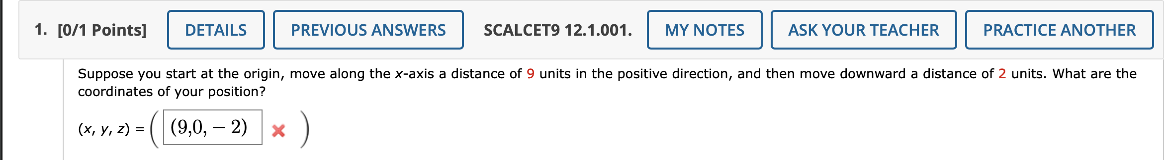 Solved 1. [0/1 Points] DETAILS PREVIOUS ANSWERS SCALCET9 | Chegg.com