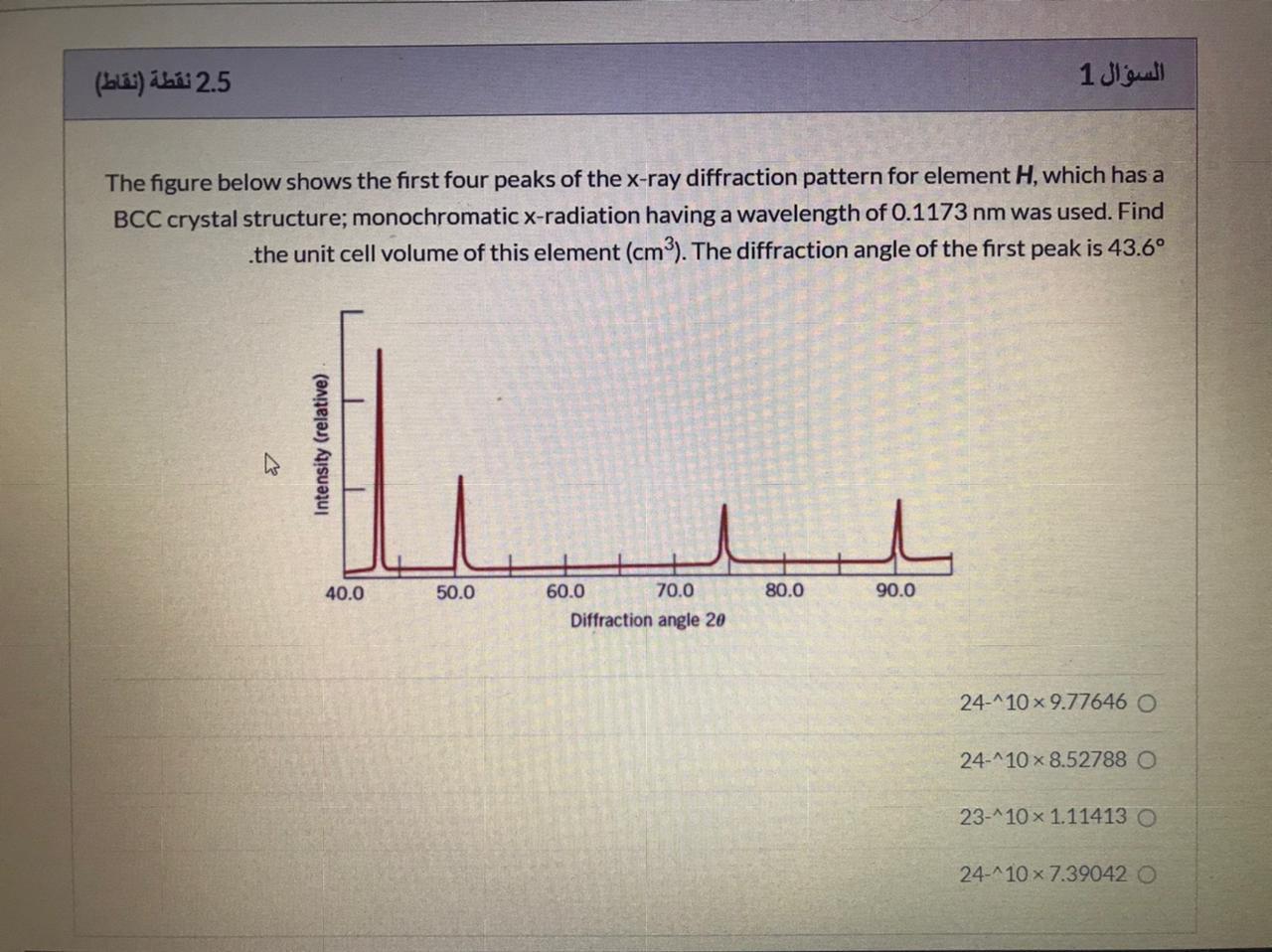 Solved 2.5 نقطة (نقاط) السؤال 1 The figure below shows the | Chegg.com