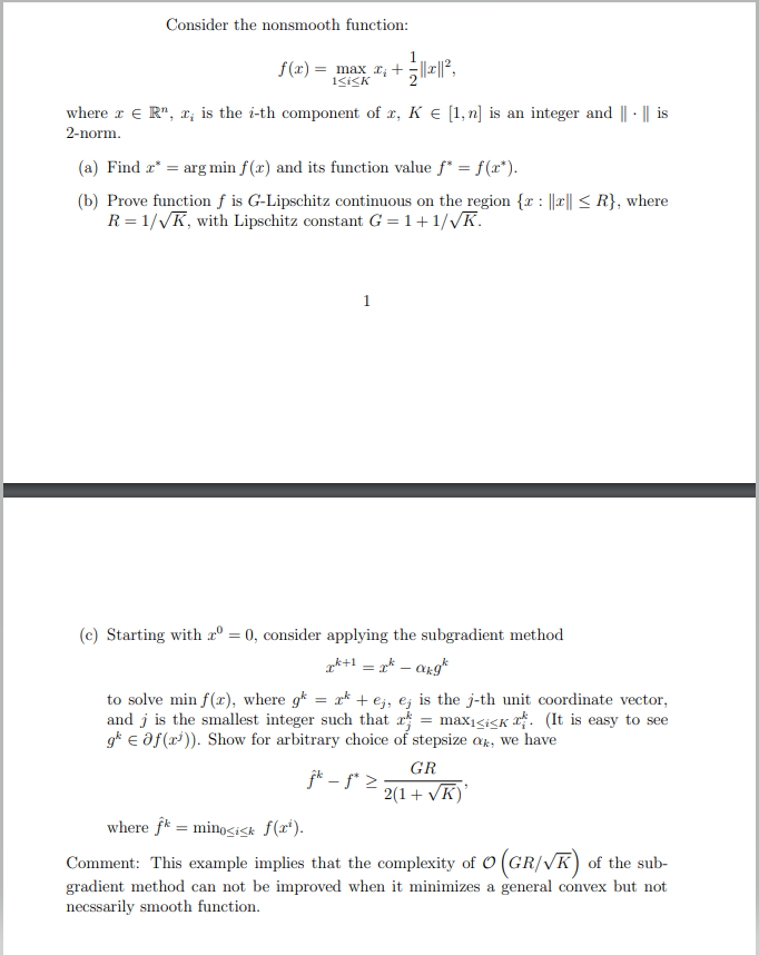 Solved Consider the nonsmooth function: 1 f(x) = max a; +5 | Chegg.com