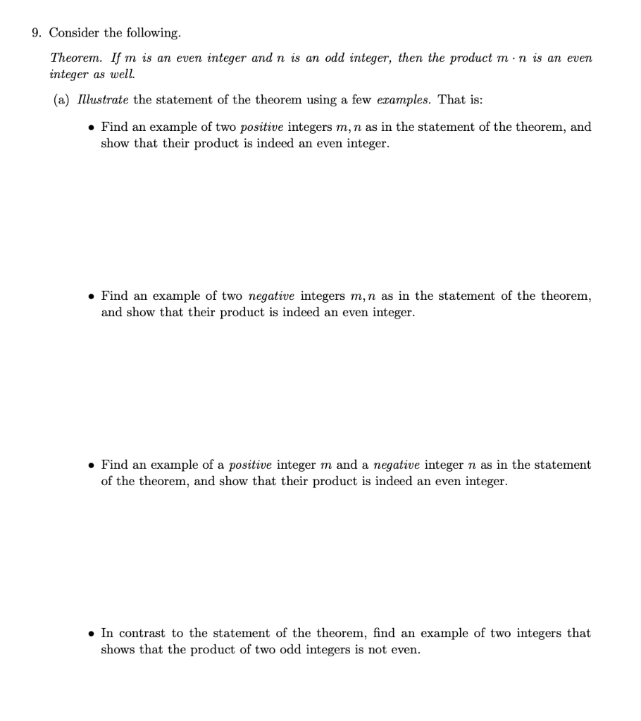 Solved 9. Consider the following. Theorem. If m is an even | Chegg.com