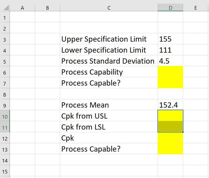 Solved Process Capability The Process Capability worksheet | Chegg.com