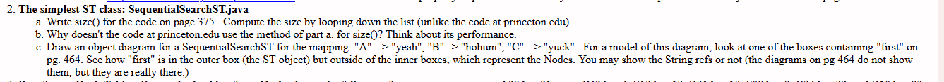 2. The simplest ST class: SequentialSearchST.java a. | Chegg.com