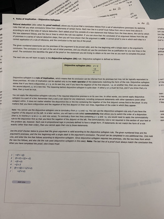 Solved Aa 4. Rules of Implication- Disjunctive Syllogism | Chegg.com