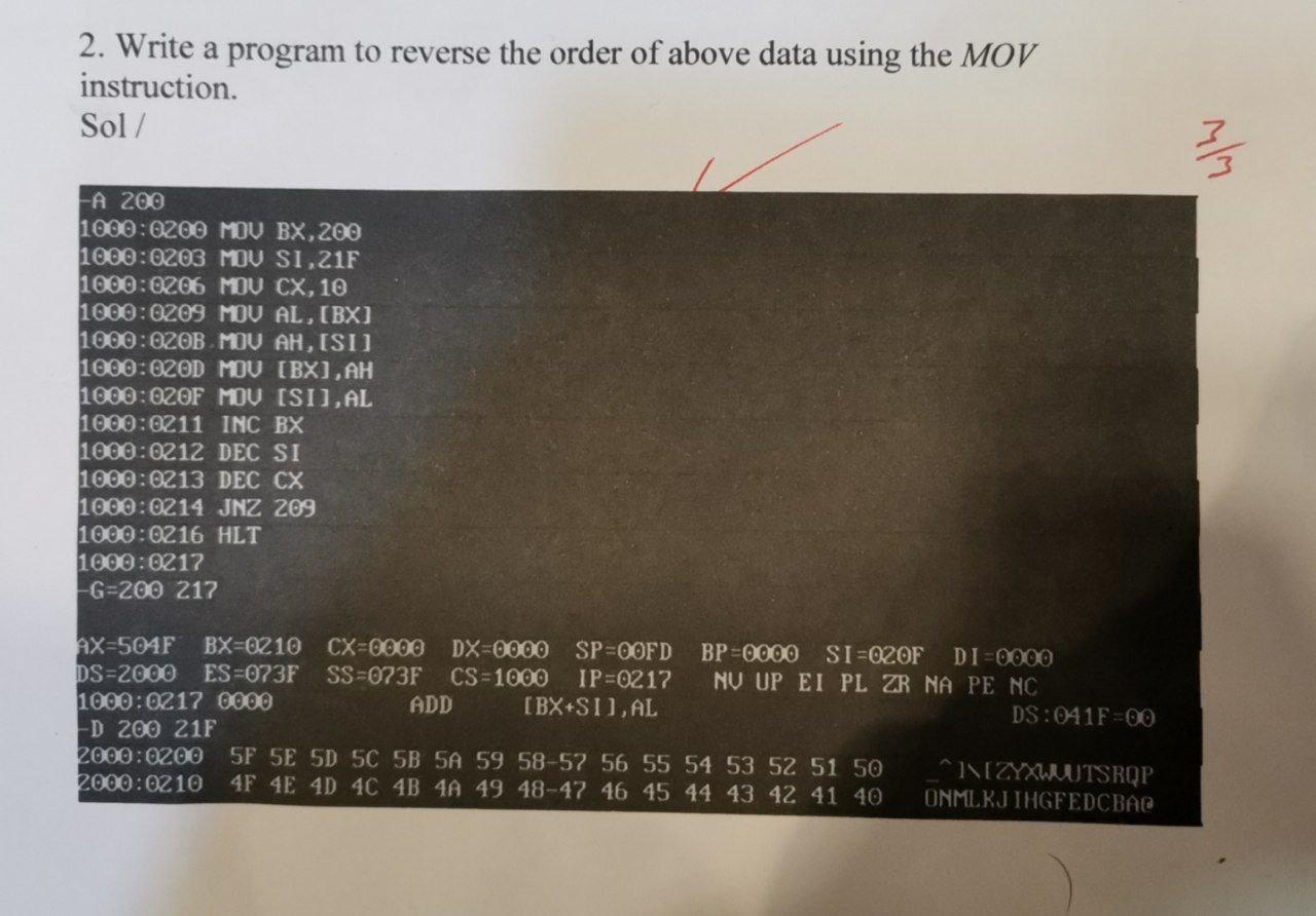 Solved 2. Write a program to reverse the order of above data | Chegg.com