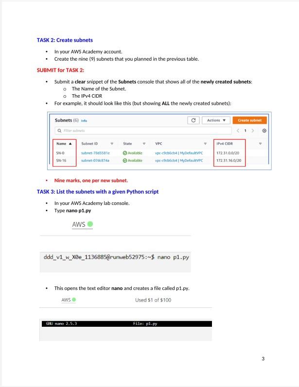 TELE33324 Assignments A3 and A4 Subnetting on Cloud | Chegg.com