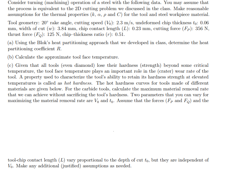 Consider turning (machining) operation of a steel | Chegg.com