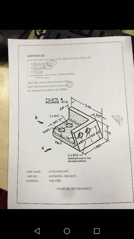 Solved FA QUESTION Q2: Drow the following views of the | Chegg.com