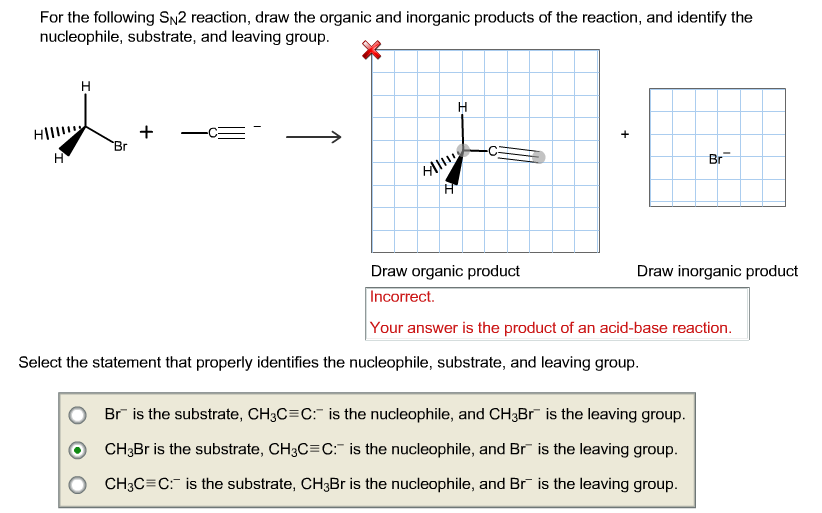 Solved For the following SN2 reaction, draw the organic and | Chegg.com