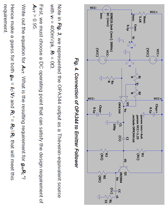 Fig. 4. Connection of OPA344 to Emitter Follower Note | Chegg.com