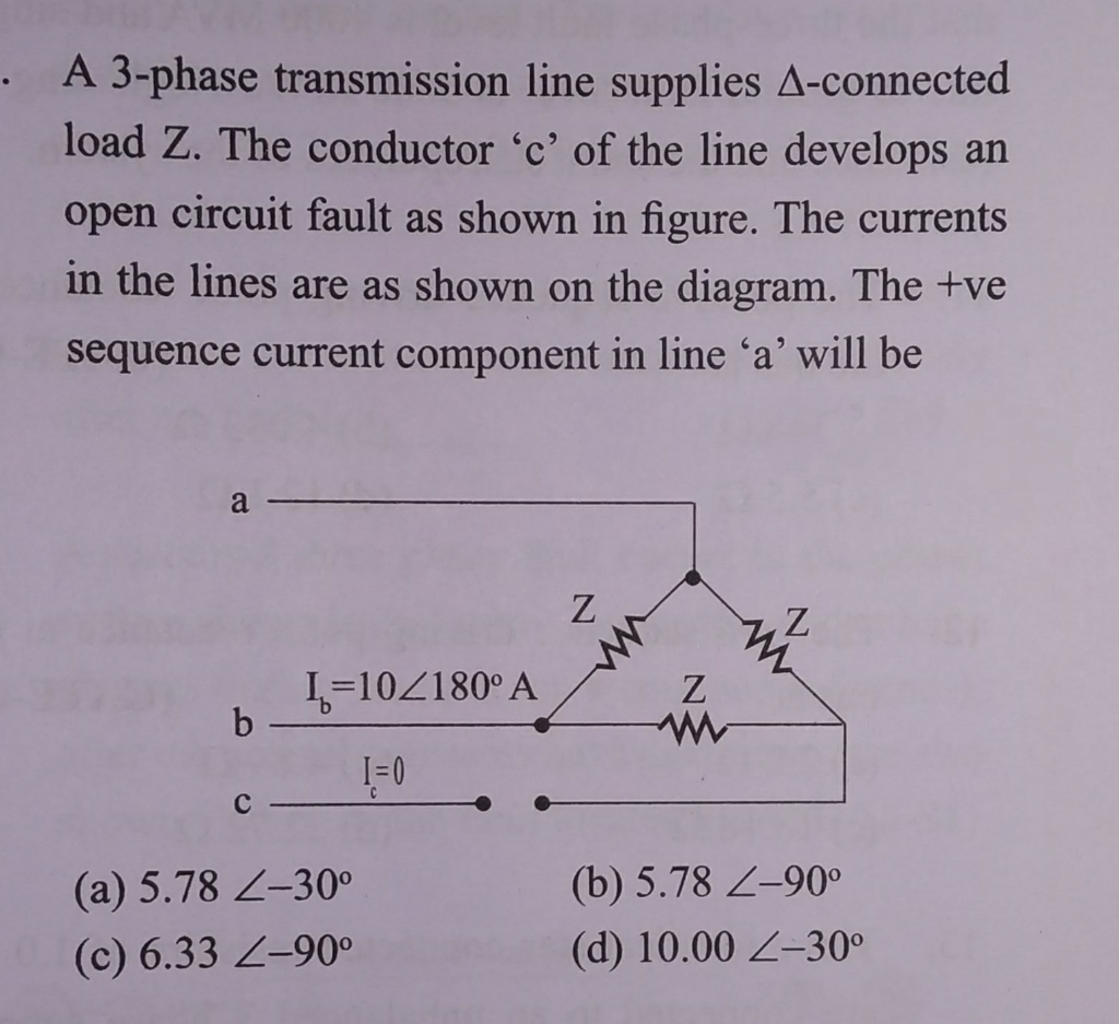 Solved A 3-phase transmission line supplies A-connected load | Chegg.com
