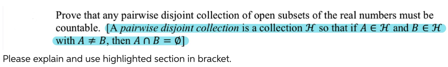 Solved Prove that any pairwise disjoint collection of open | Chegg.com
