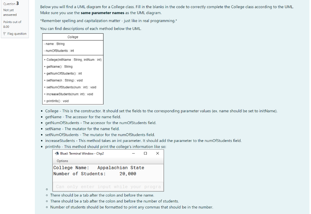 Solved Question 3 Not yet answered Below you will find a UML | Chegg.com