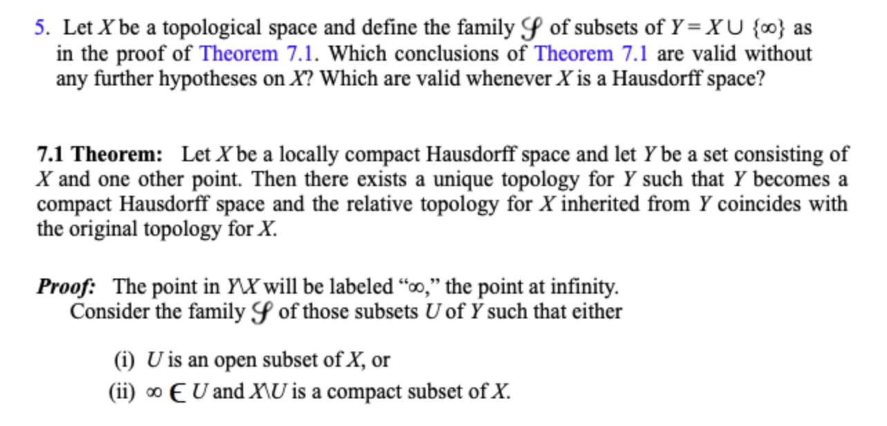Solved 5. Let X be a topological space and define the family | Chegg.com