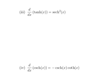Solved cosh(z) = e-te- sech(x) cosh sinh(z) tanh(z) = | Chegg.com