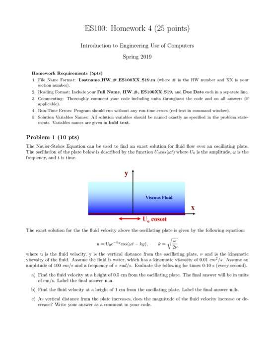 Solved ES100: Homework 4 (25 points) Introduction to | Chegg.com