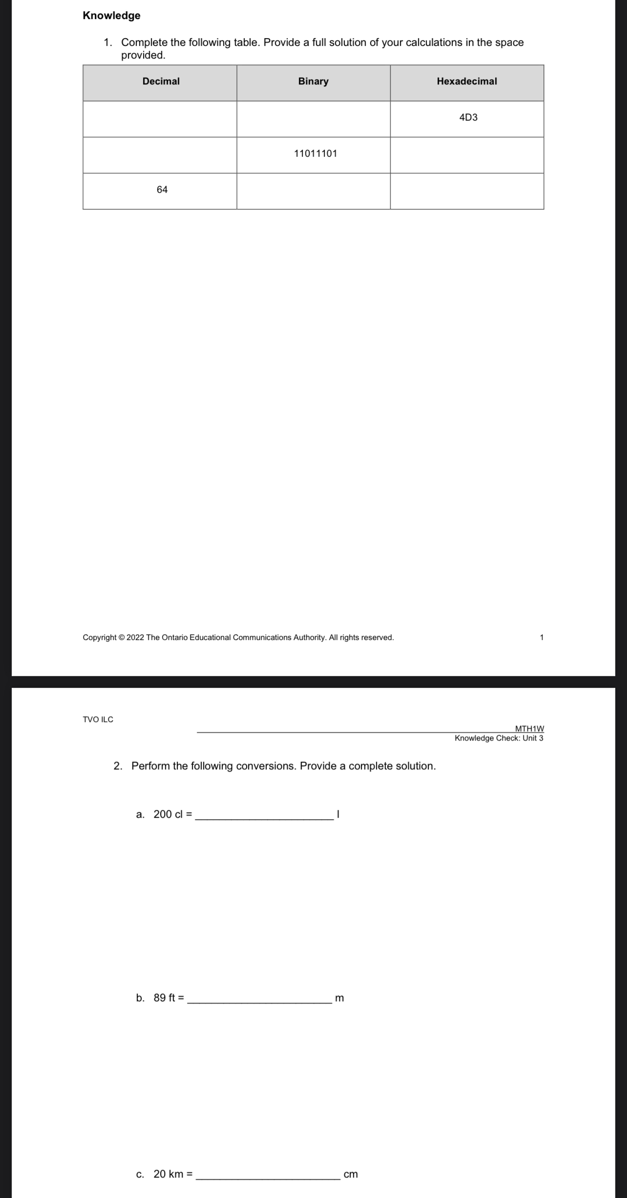 Solved Knowledge 1. Complete the following table. Provide a | Chegg.com