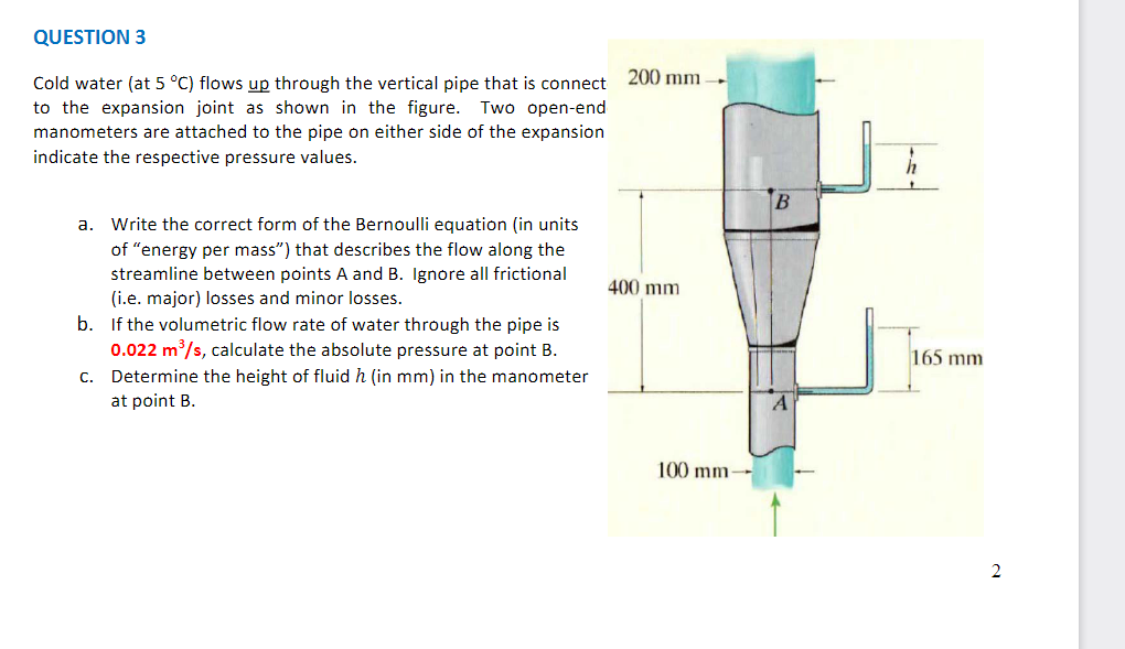 Solved Cold water (at 5∘C ) flows up through the vertical | Chegg.com
