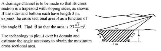 Solved A drainage channel is to be made so that its cross | Chegg.com
