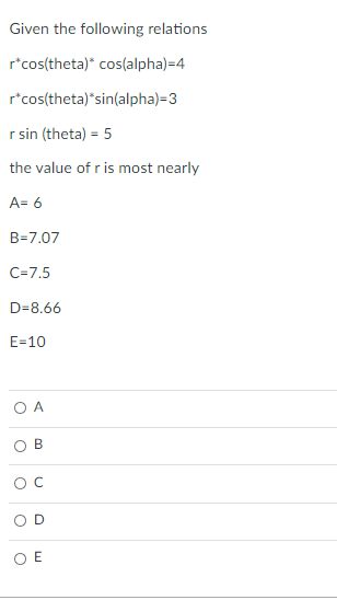 Solved Given the following relations r*cos(theta)* | Chegg.com