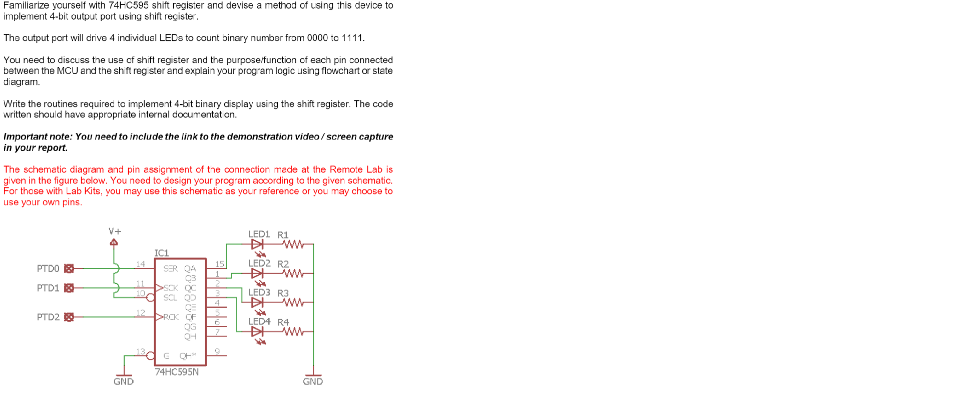 Familiarize yourself with 74HC595 shift register and | Chegg.com