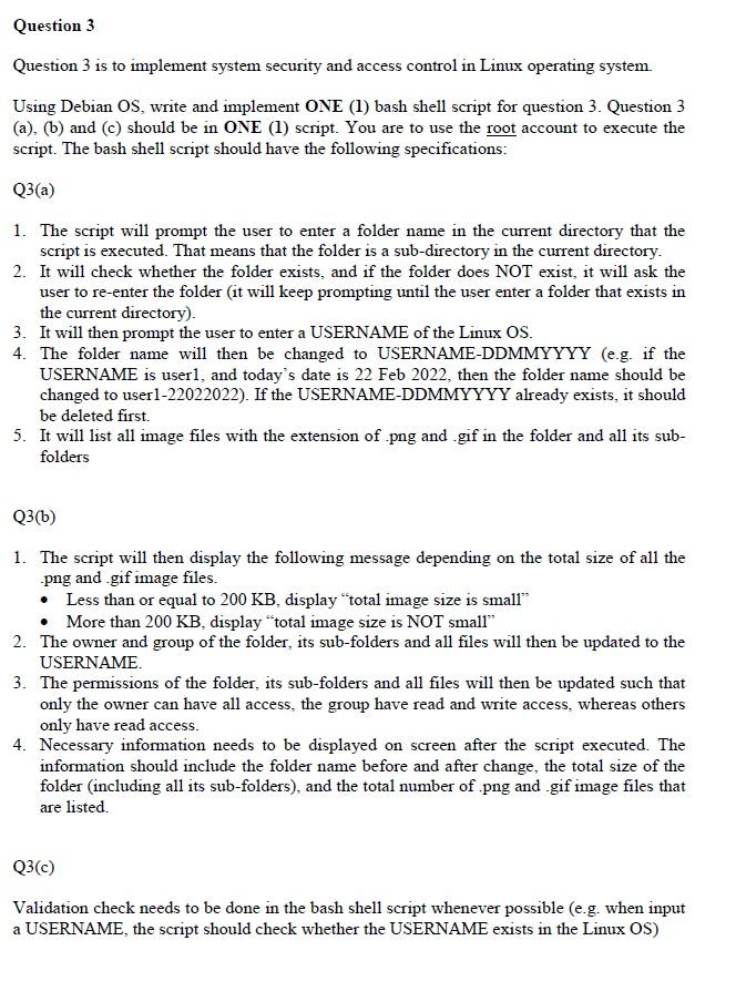 Solved Question 3 Question 3 is to implement system security | Chegg.com