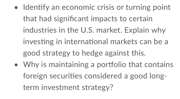 Solved . Identify an economic crisis or turning point that | Chegg.com