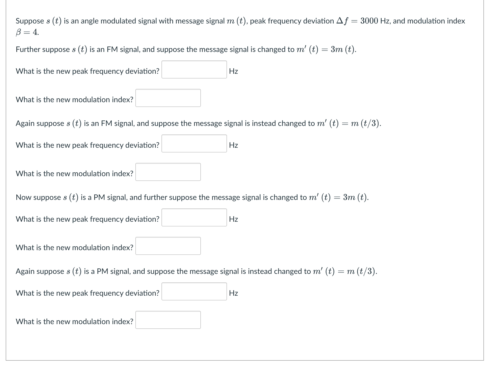 Solved Suppose s(t) is an angle modulated signal with | Chegg.com