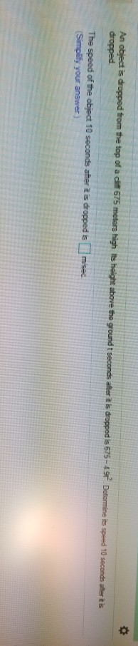 Solved An object is dropped from the top of a dropped 675 | Chegg.com