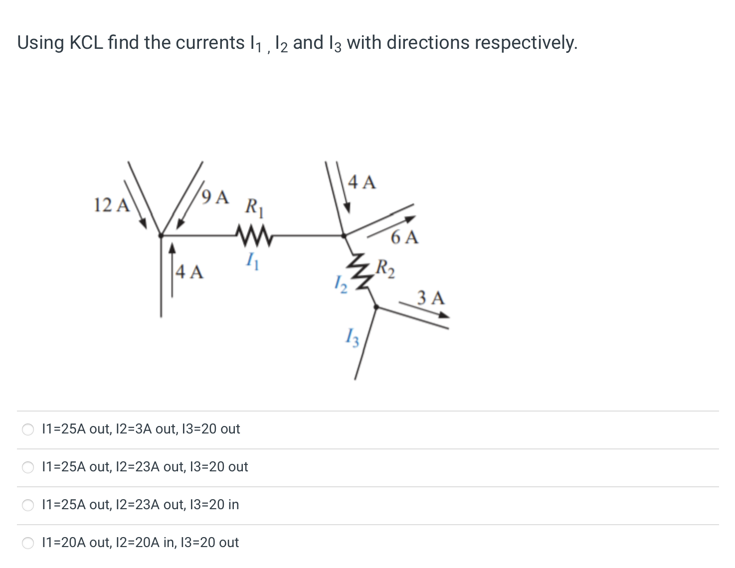 Solved Using KCL find the currents I1,I2 and I3 with | Chegg.com