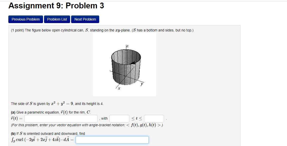 Solved Assignment 9: Problem 3 Previous Problem Problem List | Chegg.com