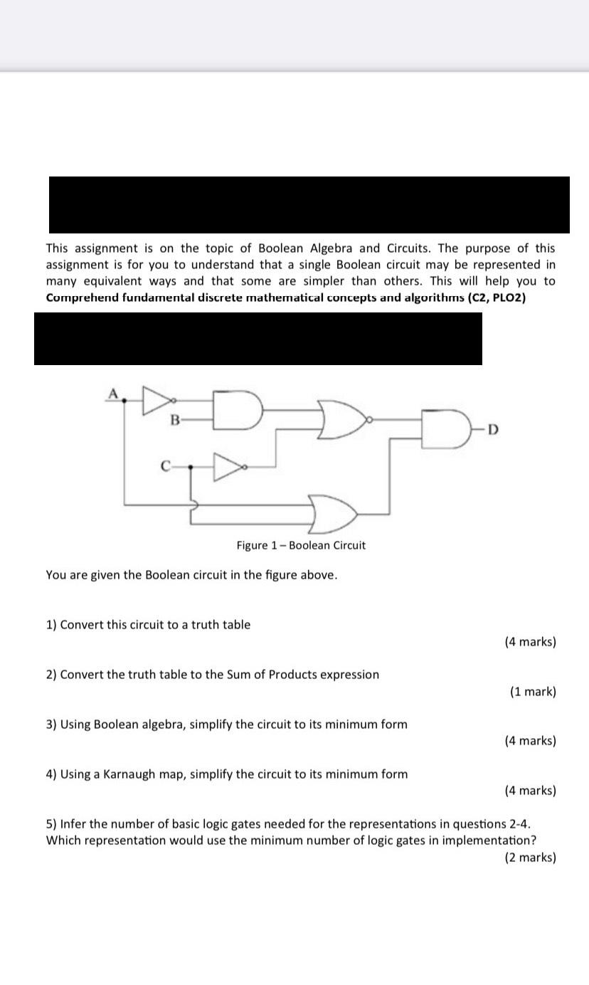 Solved This assignment is on the topic of Boolean Algebra | Chegg.com