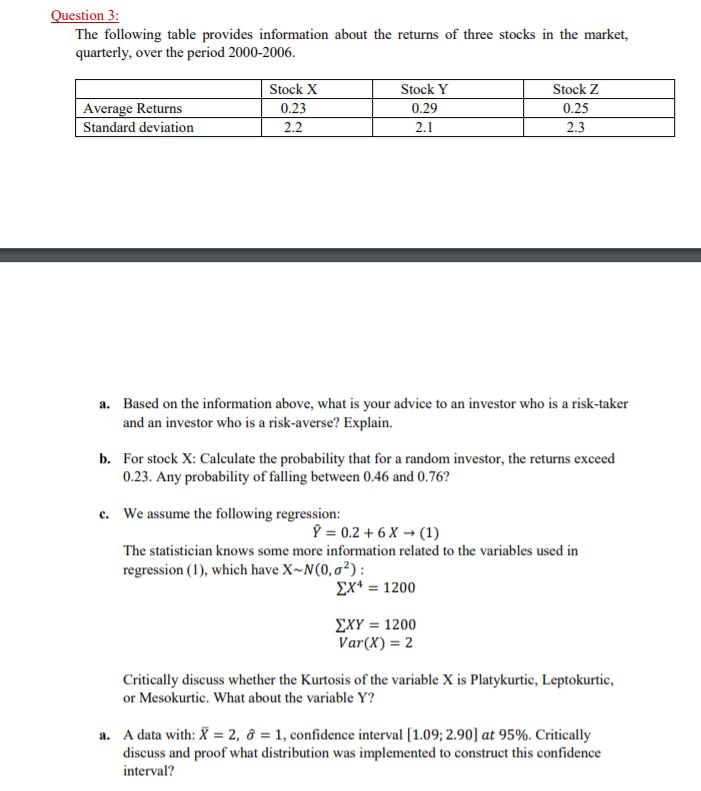 Solved Question 3: The following table provides information | Chegg.com
