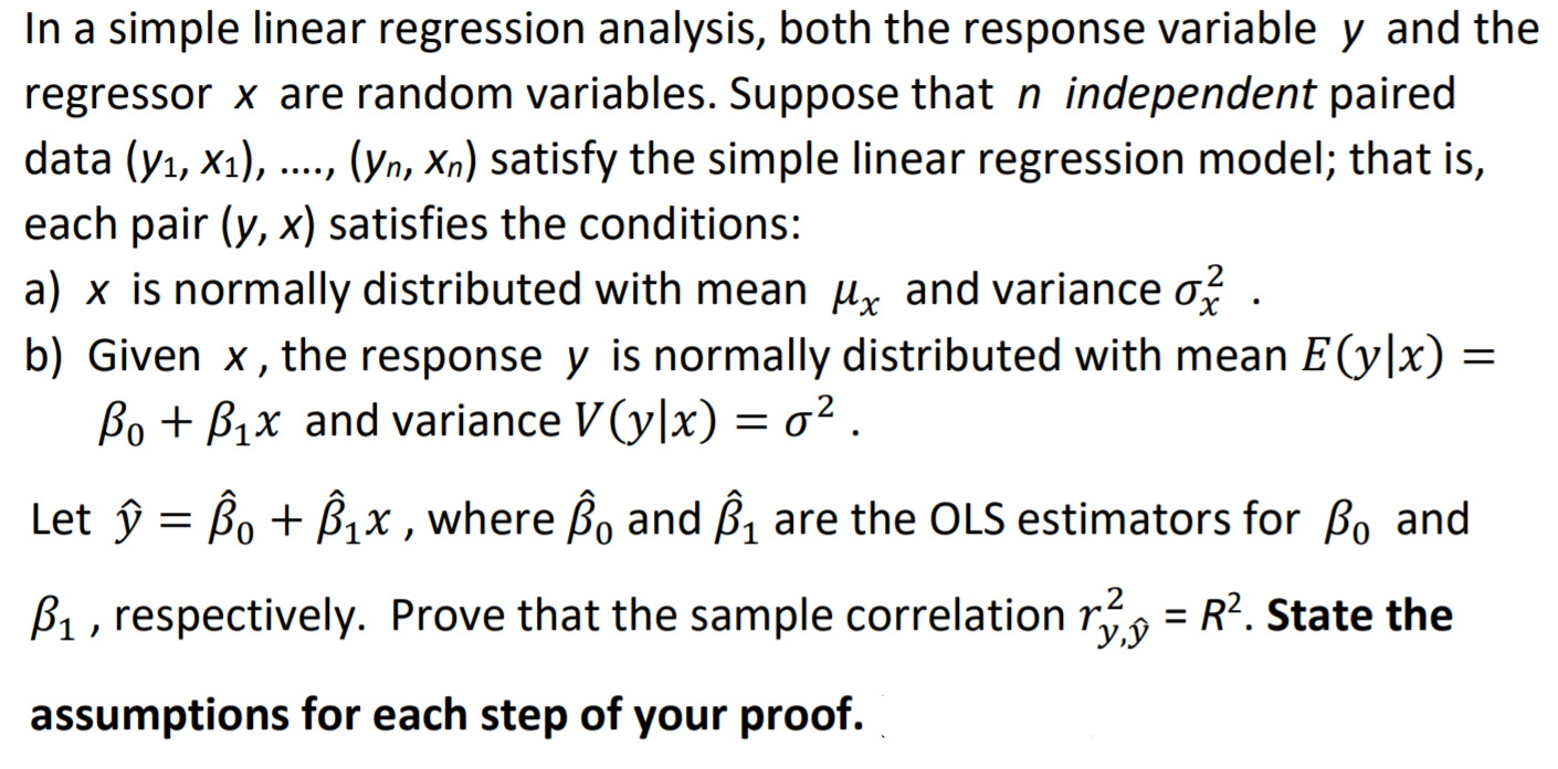 Solved In a simple linear regression analysis, both the | Chegg.com