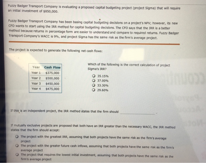 Solved Suppose Fuzzy Button Clothing Company is evaluating a | Chegg.com