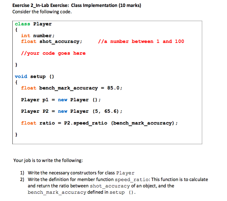 Exercise 2_In-Lab Exercise: Class Implementation (10 | Chegg.com