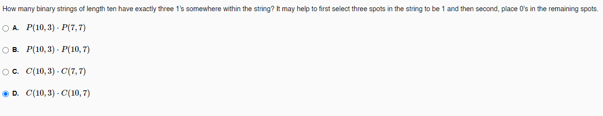 Solved How many binary strings of length ten have exactly | Chegg.com