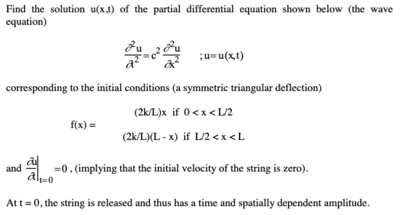 Find the solution u(x,t) of the partial differential | Chegg.com