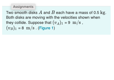 Solved Assignments Two smooth disks A and B each have a mass | Chegg.com