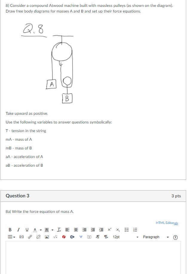 Solved 8) Consider a compound Atwood machine built with | Chegg.com