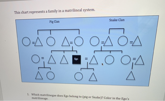 Solved This chart represents a family in a matrilineal | Chegg.com