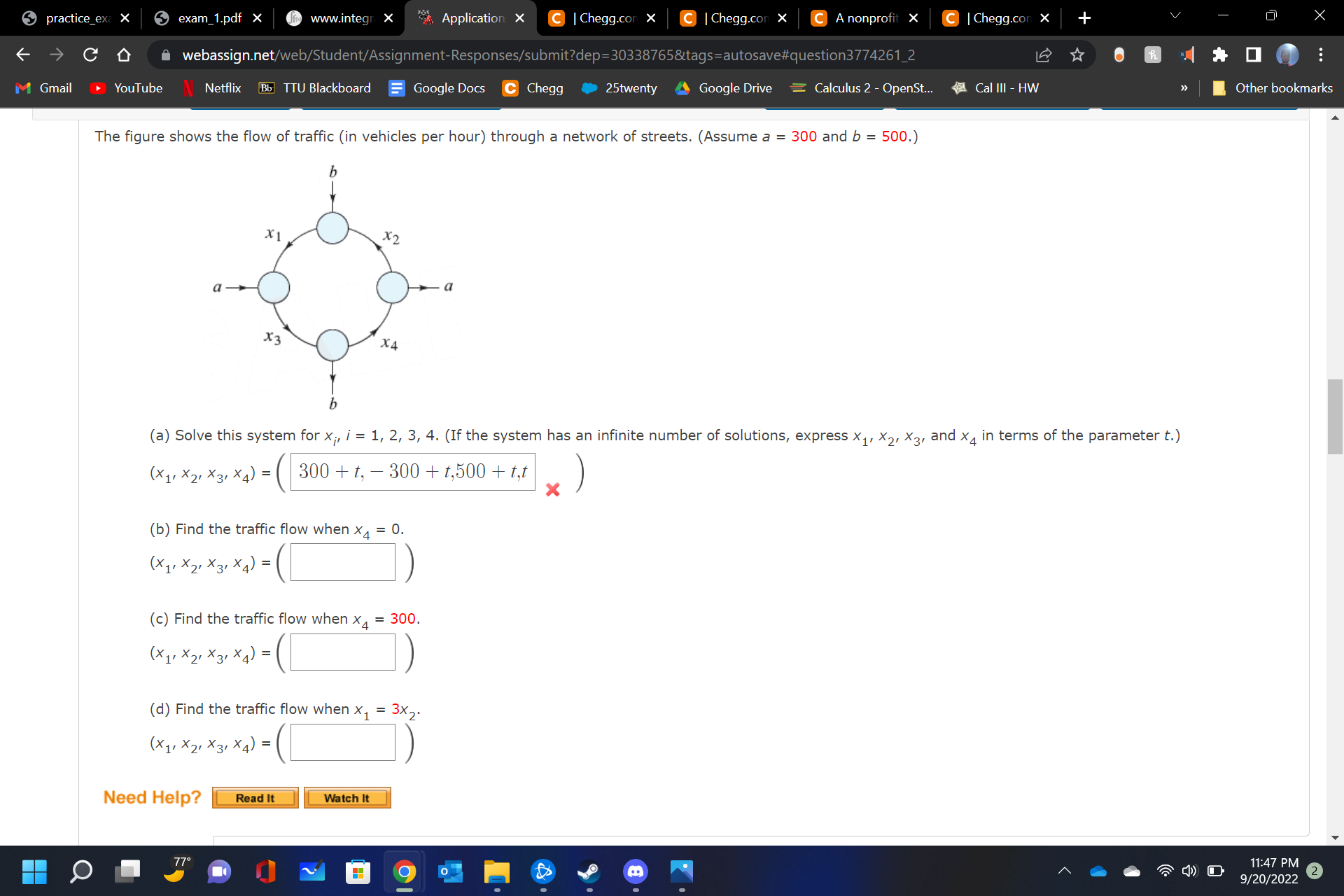 Solved The figure shows the flow of traffic (in vehicles per | Chegg.com