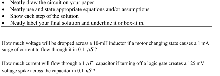 Solved - Neatly draw the circuit on your paper - Neatly use | Chegg.com