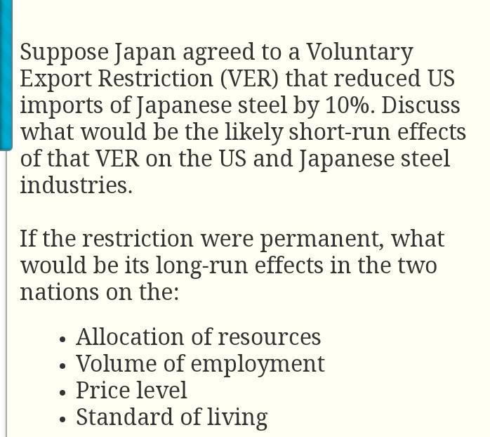 Solved Suppose Japan agreed to a Voluntary Export | Chegg.com