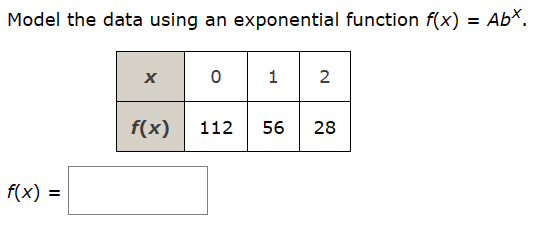 Solved Model the data using an exponential function | Chegg.com