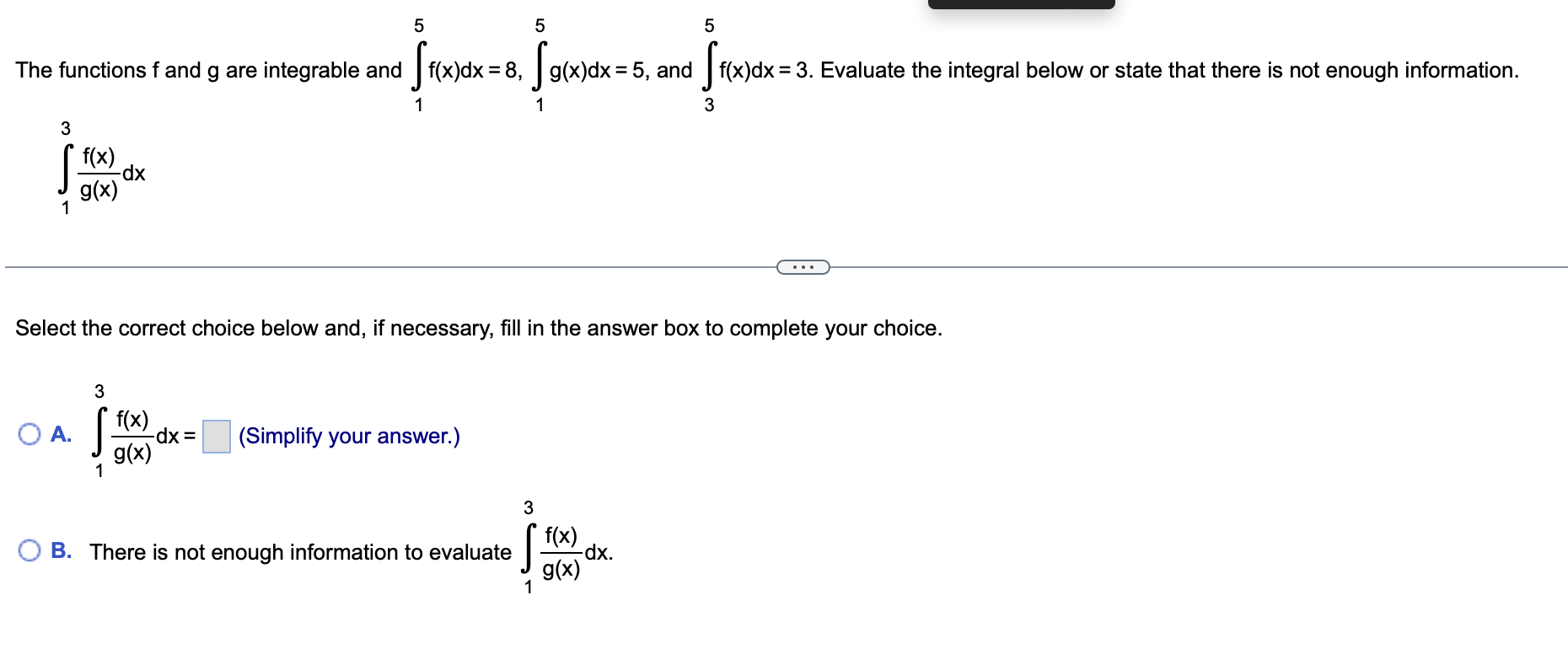 Solved 5 5 5 The functions f and g are integrable and sa -- | Chegg.com