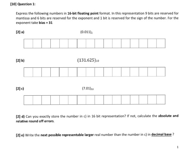 Solved [101 Question 1: Express the following numbers in | Chegg.com